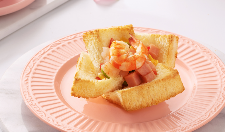 Prawn and Ham Toast Tart (thickly sliced) - The Garden